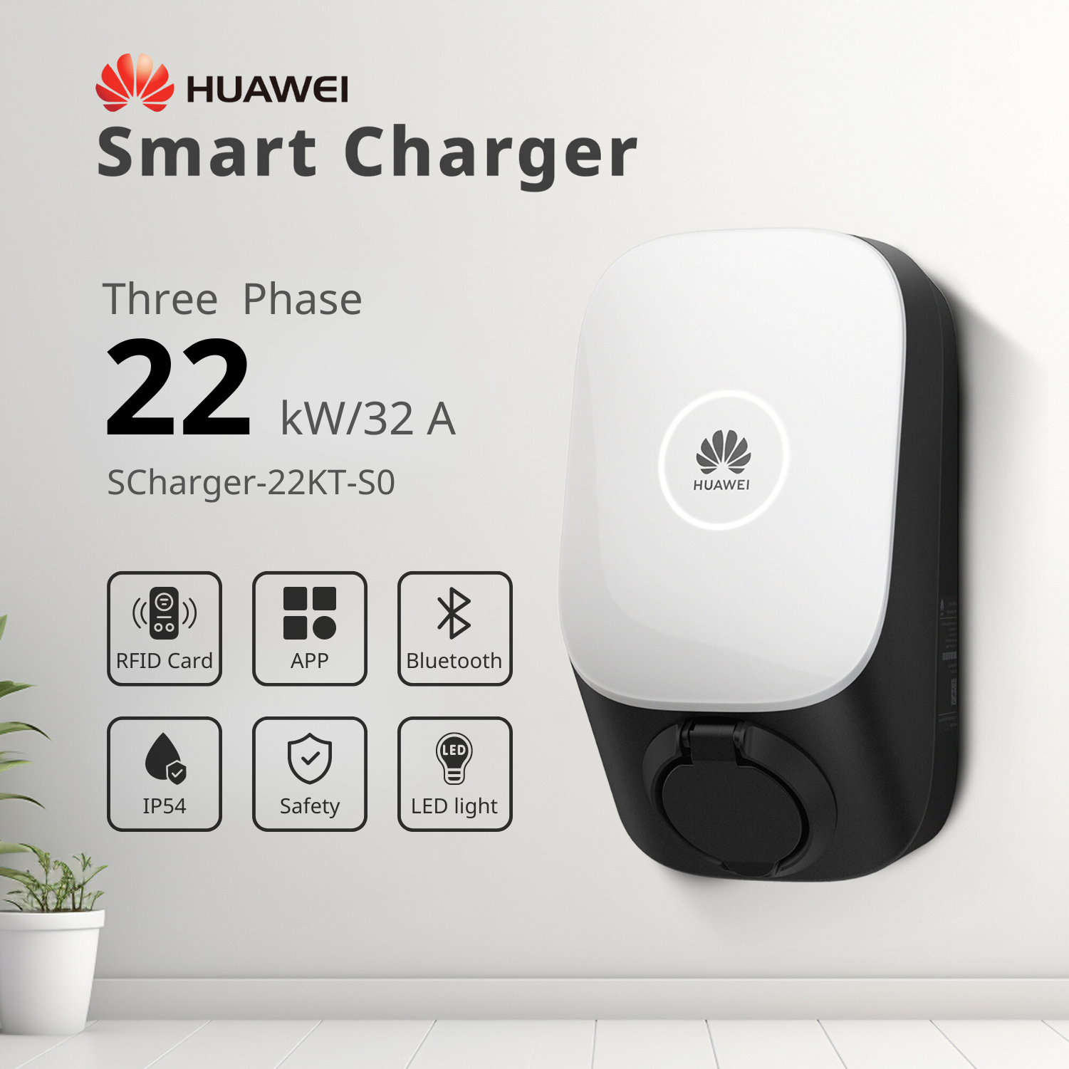 HUAWEI EV Charger 22KW/32A รุ่น SCharger-22KT-S0 three phase - ขายอุปกรณ์ติดตั้งโซล่าเซลล์ แผงโซ ...