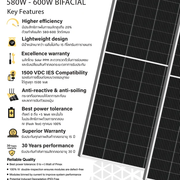 SPPM Solar PV Module 600W (มอก.) - ขายอุปกรณ์ติดตั้งโซล่าเซลล์ แผงโซล่าเซลล์ ปั๊มน้ําโซล่าเซลล์ ...