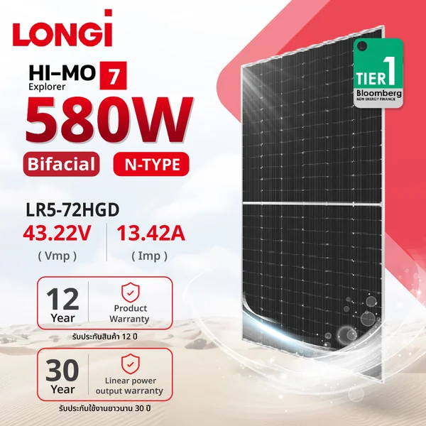 LONGI Solar PV Module 580W HI-MO 7 MONO HF (TiER1) - ขายอุปกรณ์ติดตั้งโซล่าเซลล์ แผงโซล่าเซลล์ ...